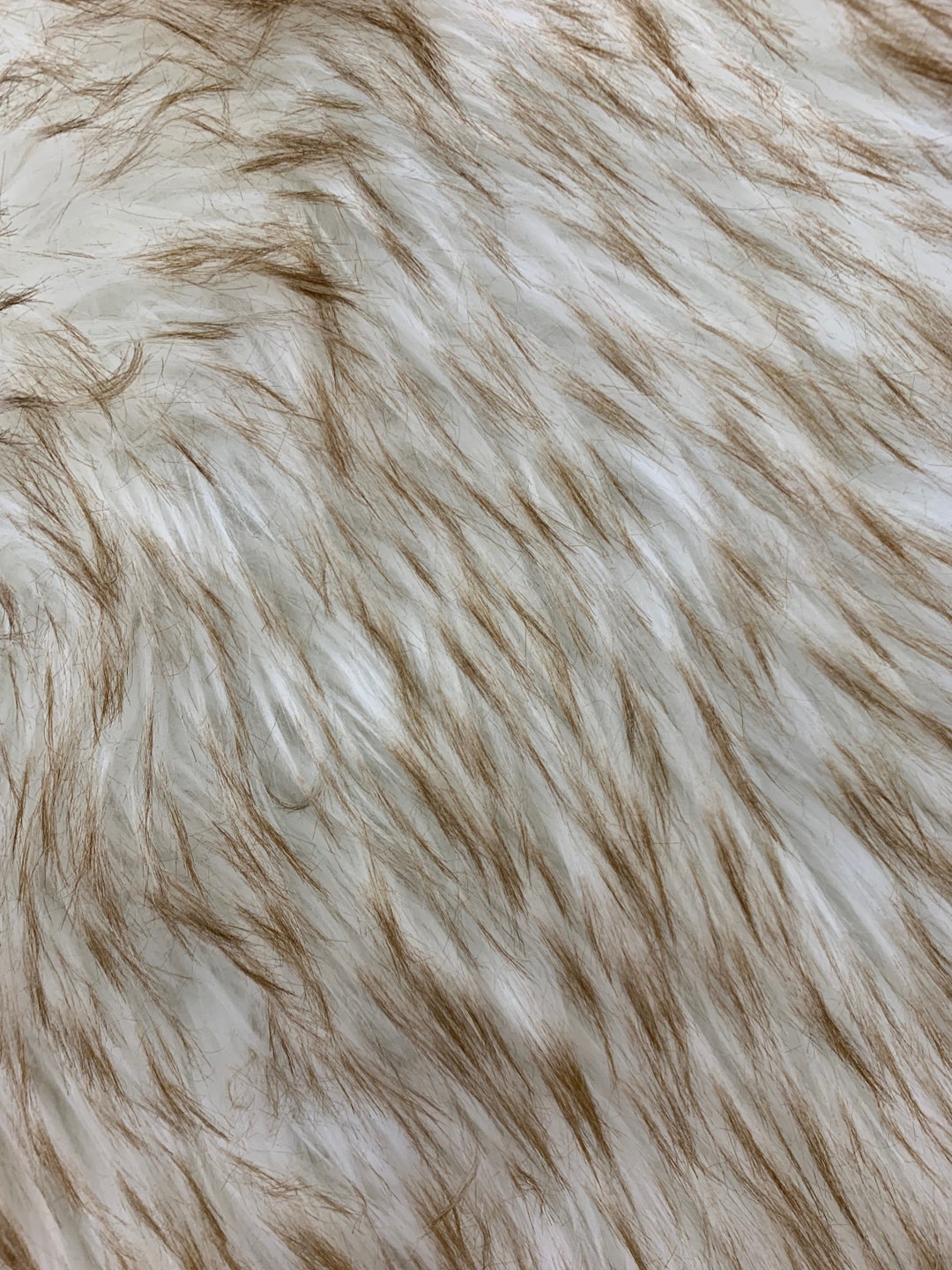 Ashley WHITE BROWN Shaggy Soft Faux Fur Fabric for Fursuit, Cosplay ...