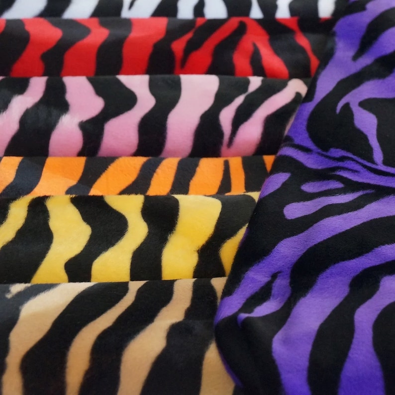 Naomi PURPLE BLACK Zebra Print Soft Velboa Faux Fur Fabric for - Etsy