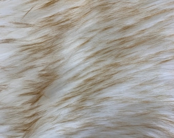 Zara CREAM BEIGE BROWN Long Pile Soft Faux Fur Fabric for Fursuit ...
