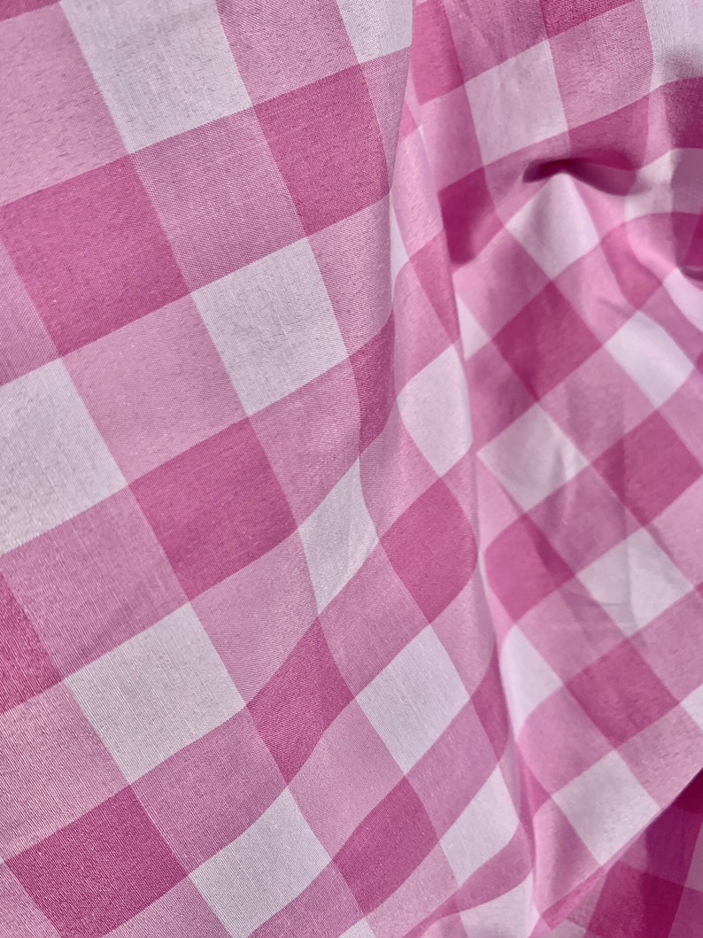 Chloe PINK Big Checkered Light Weight Poly Cotton Fabric by | Etsy