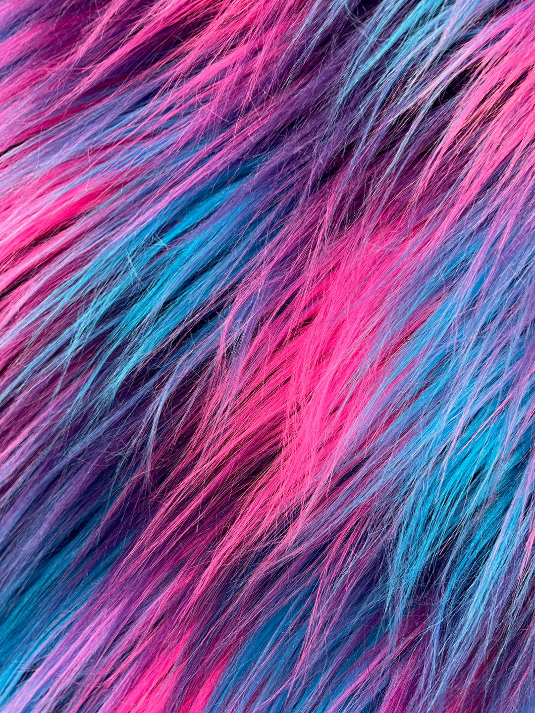 Harriet PINK/TURQUOISE/PLUM Two Tone Shaggy Soft Faux Fur Fabric for ...