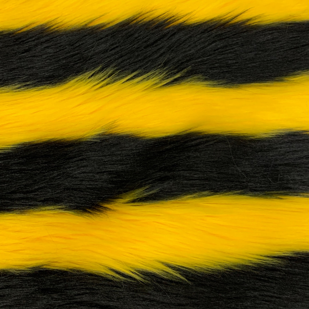 Honey BLACK YELLOW Shaggy Soft Faux Fur Fabric for Home Decor, Costumes ...