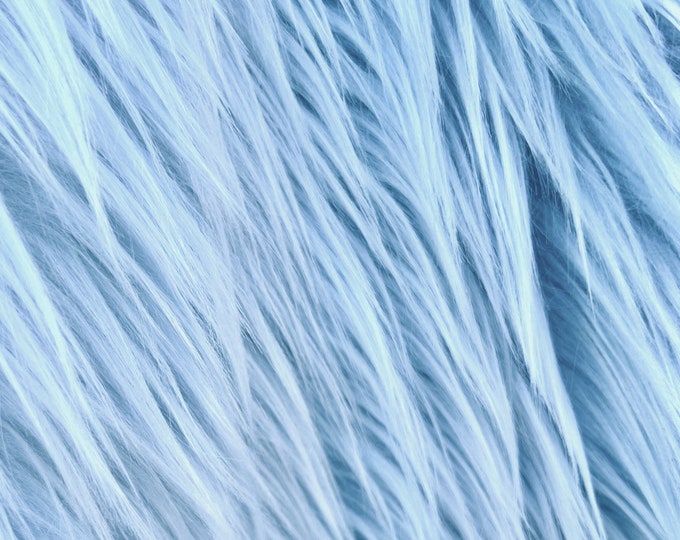 Baby Blue Shaggy Fur Coat, Fluffy Jacket, Furry, 100% Polyester, Vegan ...