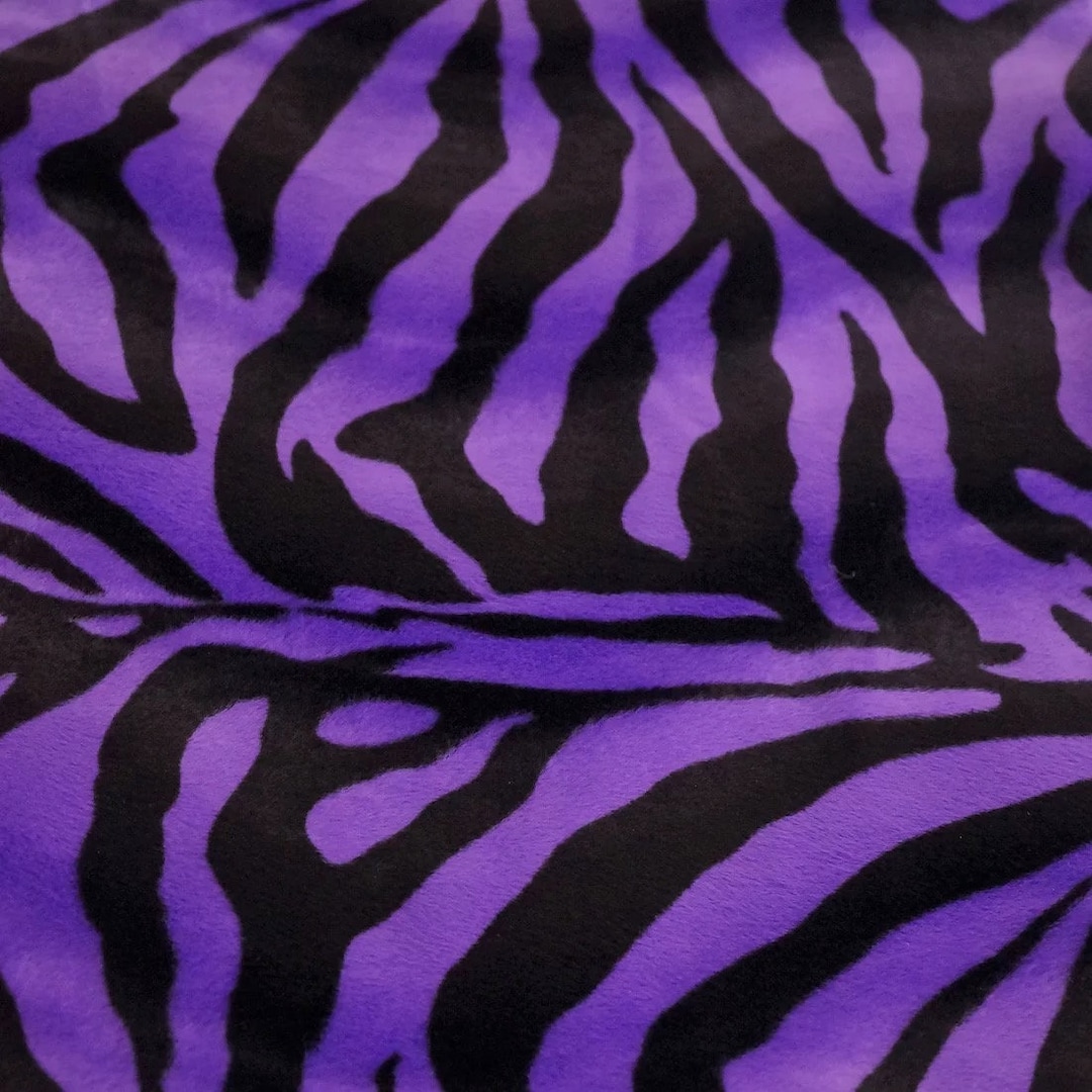 Naomi PURPLE BLACK Zebra Print Soft Velboa Faux Fur Fabric for ...
