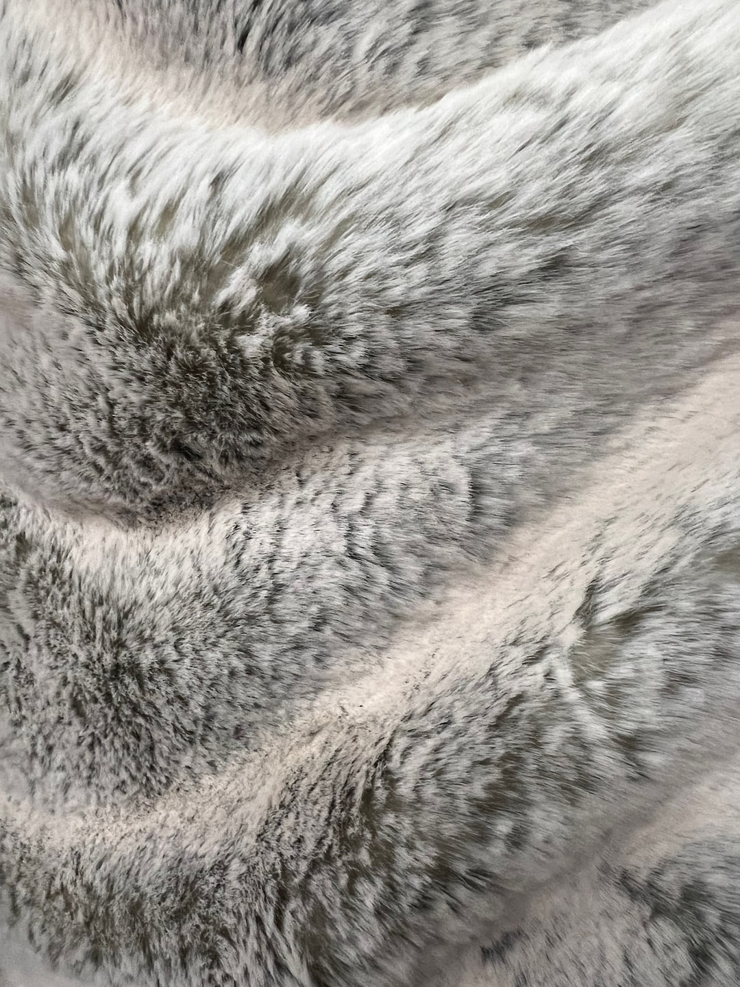 Lumi GREY/WHITE Ultra Soft Minky Rabbit Faux Fur Fabric for Fursuit ...