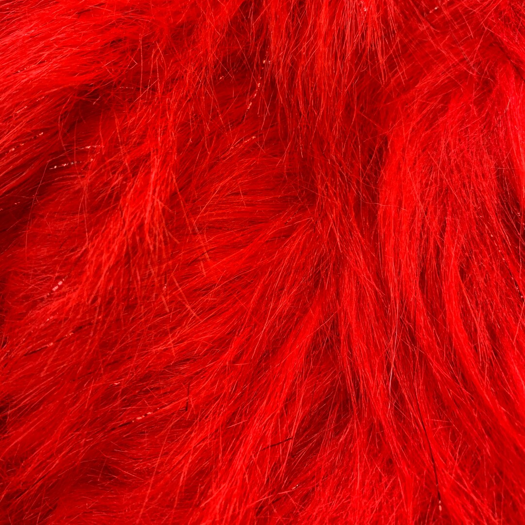 Amy RED Tinsel Glitter Shaggy Soft Faux Fur Fabric for Fursuit, Cosplay ...
