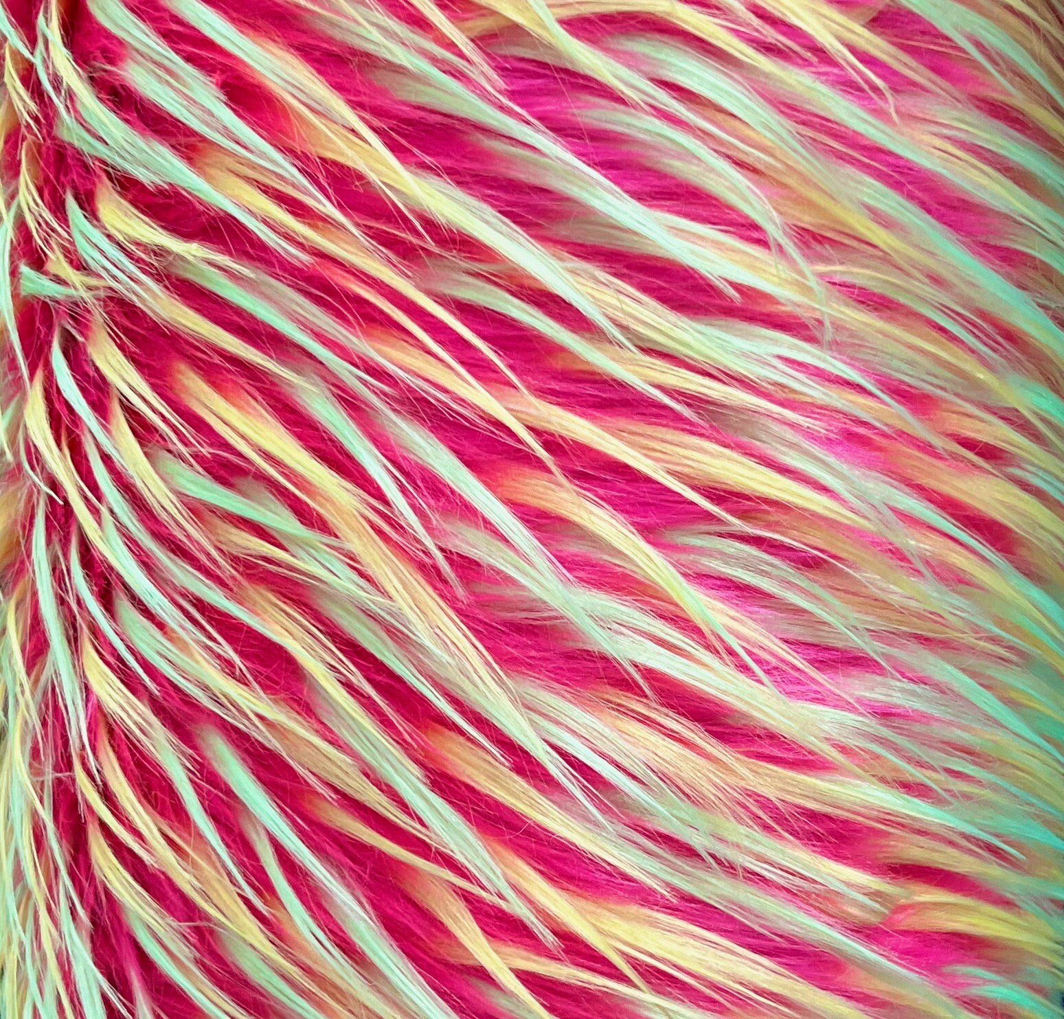 Polly Hot PINK YELLOW ORANGE Spike Shaggy Soft Faux Fur Fabric for ...
