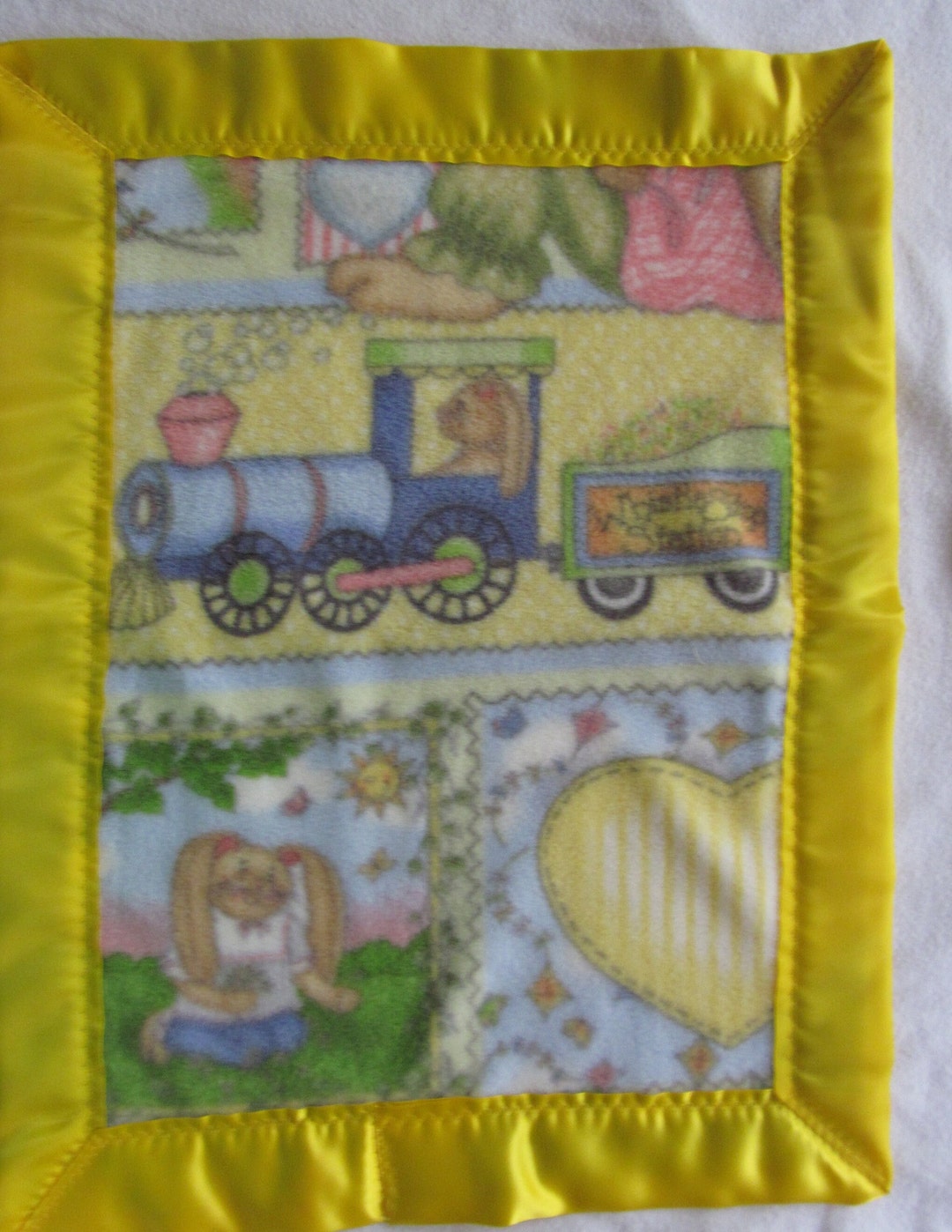 Handcrafted BUNNY TRAIN Fleece and Sateen Small Security - Etsy