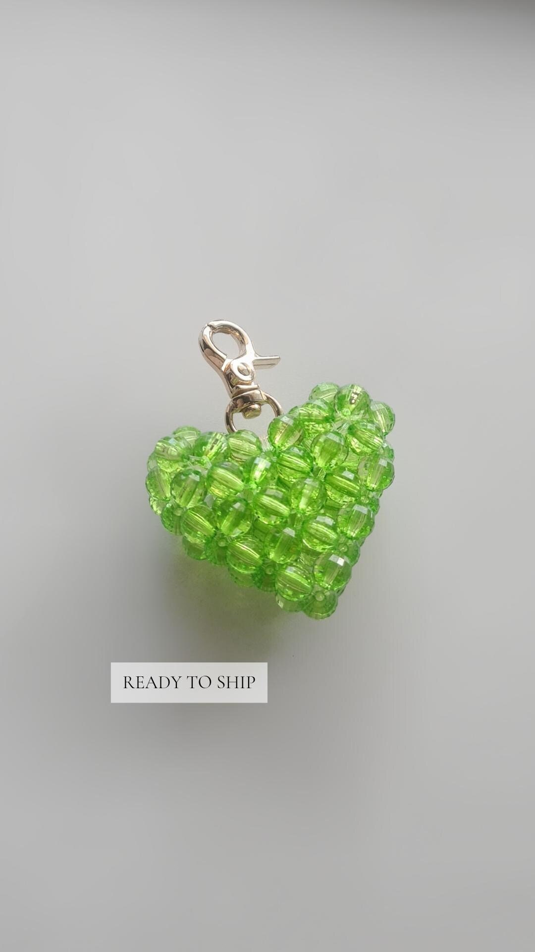 Luxury Girly Green Couple Keychain, Cool Crochet Anime Crystal Keychain ...