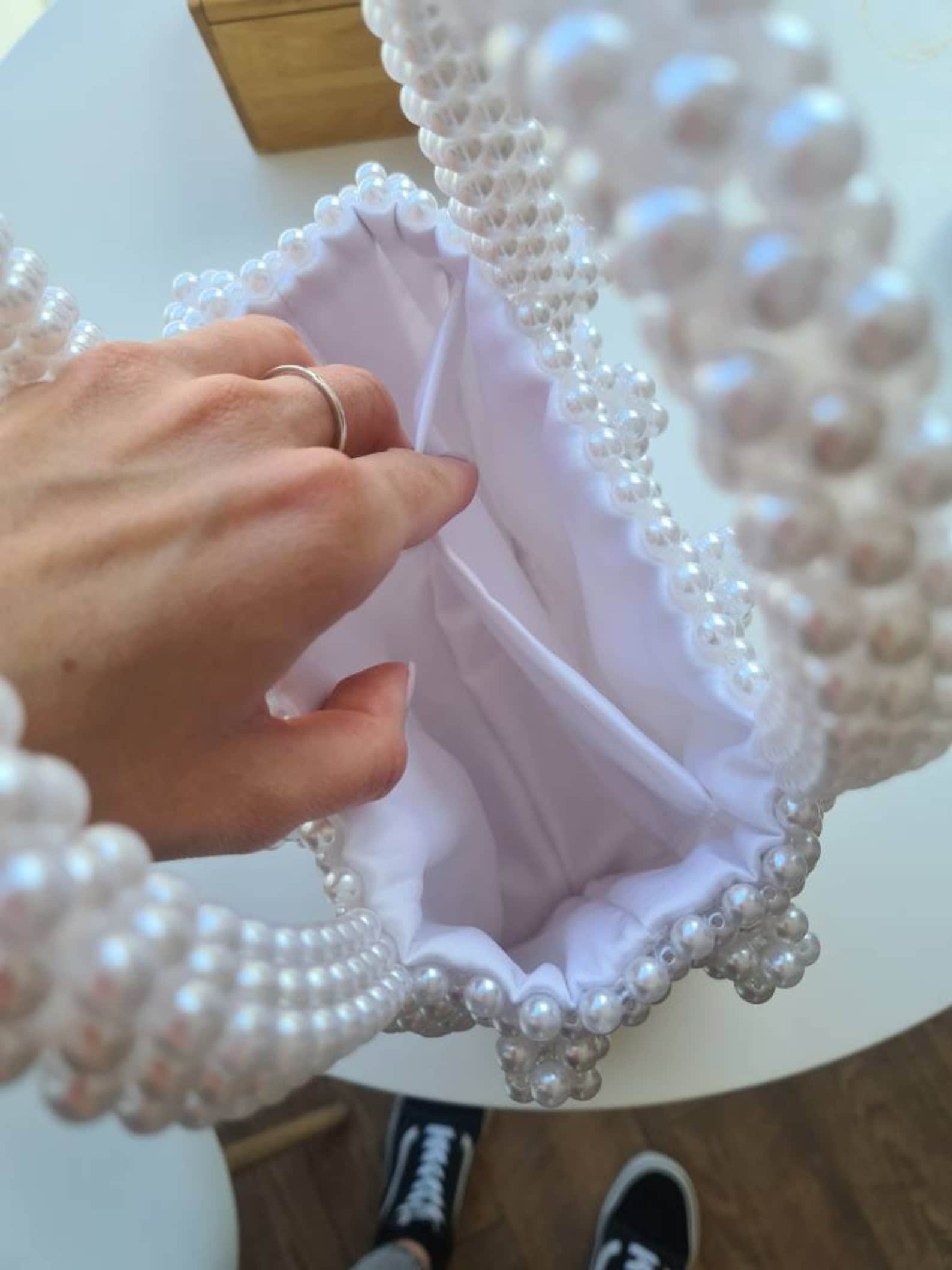 Sac rétro blanc perlé de perle de perle vintage sac dété | Etsy