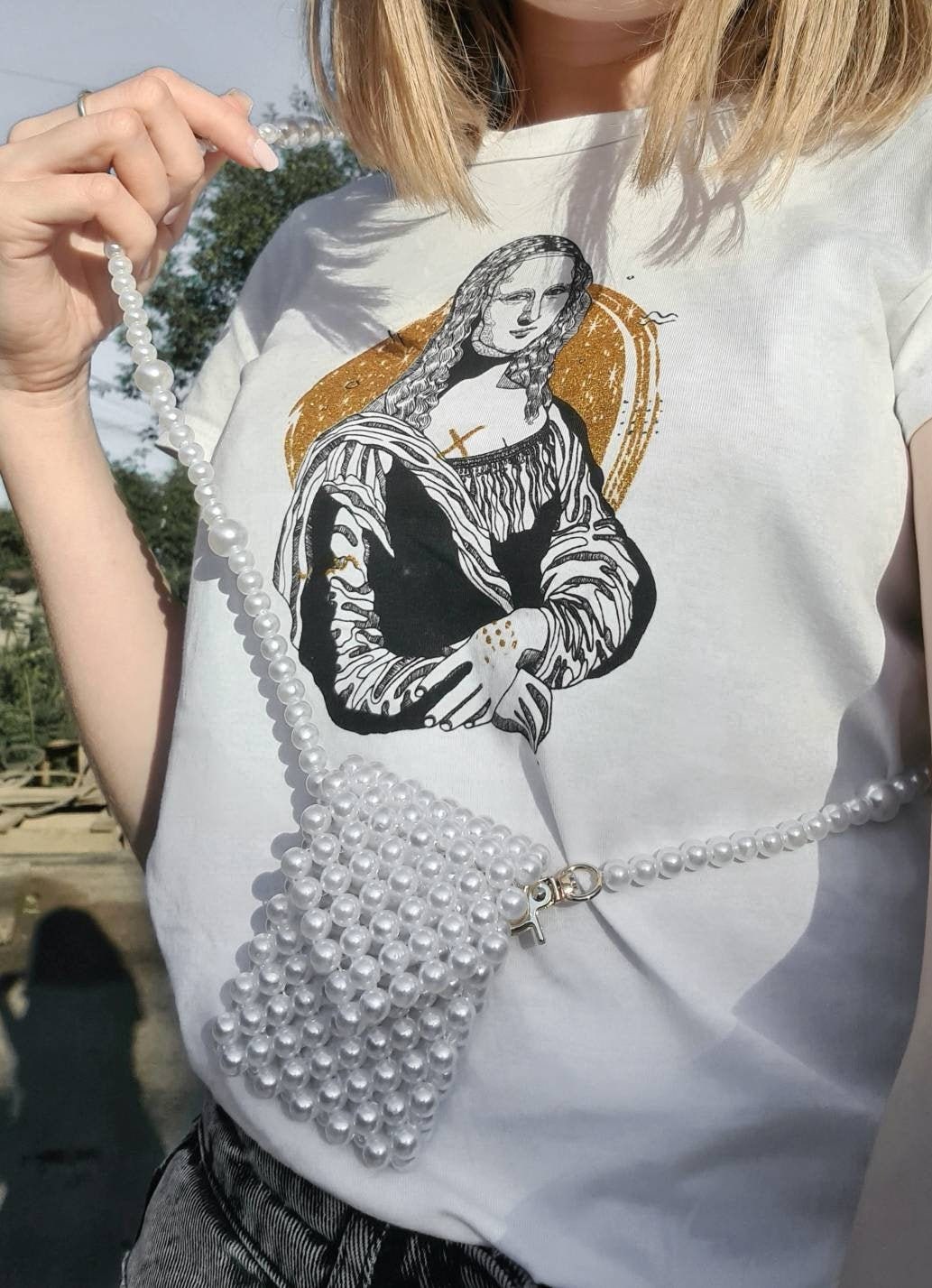 Tote Bag Aesthetic, Summer Fashion, Mini Trendy Bag, White Pearl Bead ...