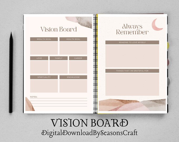Vision Board Template printable for Bullet Journal or Planner Print on ...