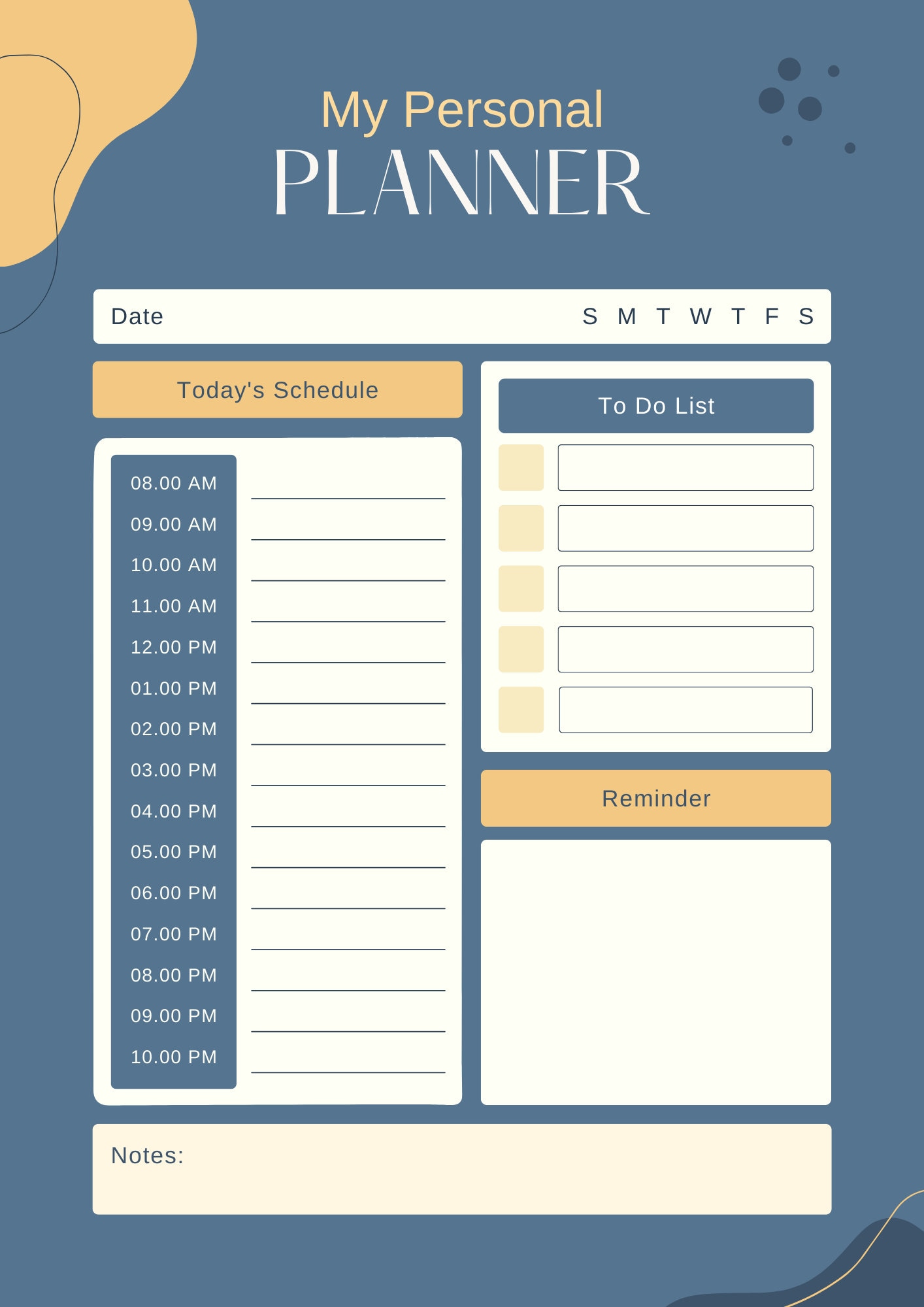 Personal Planner, PDF Printable, Personal Planner Printable, Bucket ...