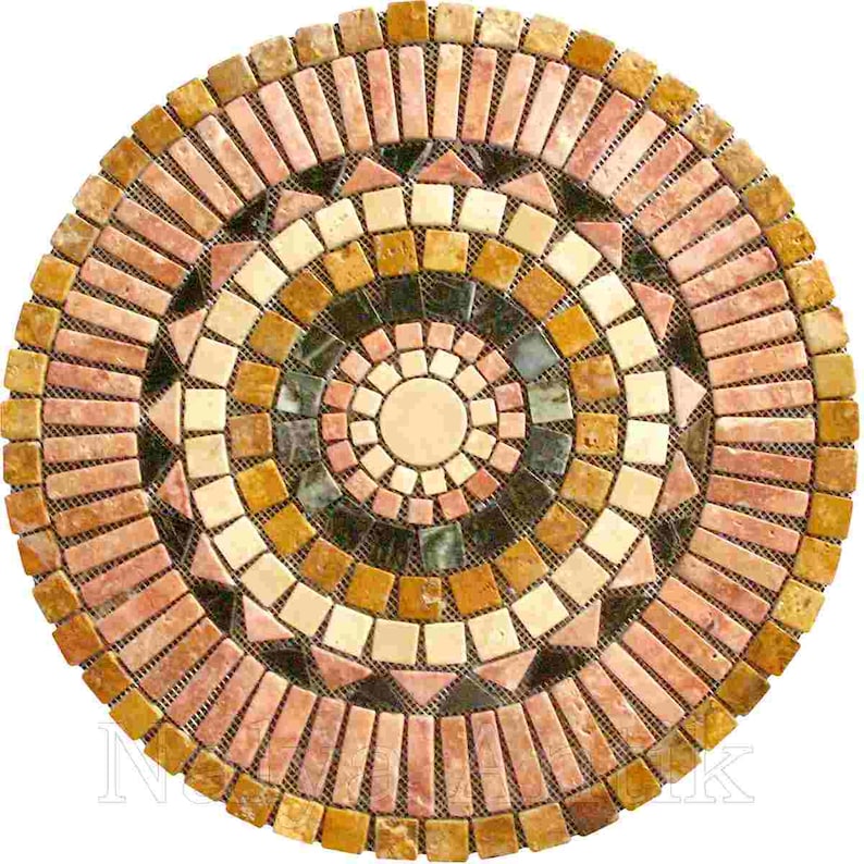 60cm Round Travertine Marble Medallion Mosaic | Natural Stone Wall ...
