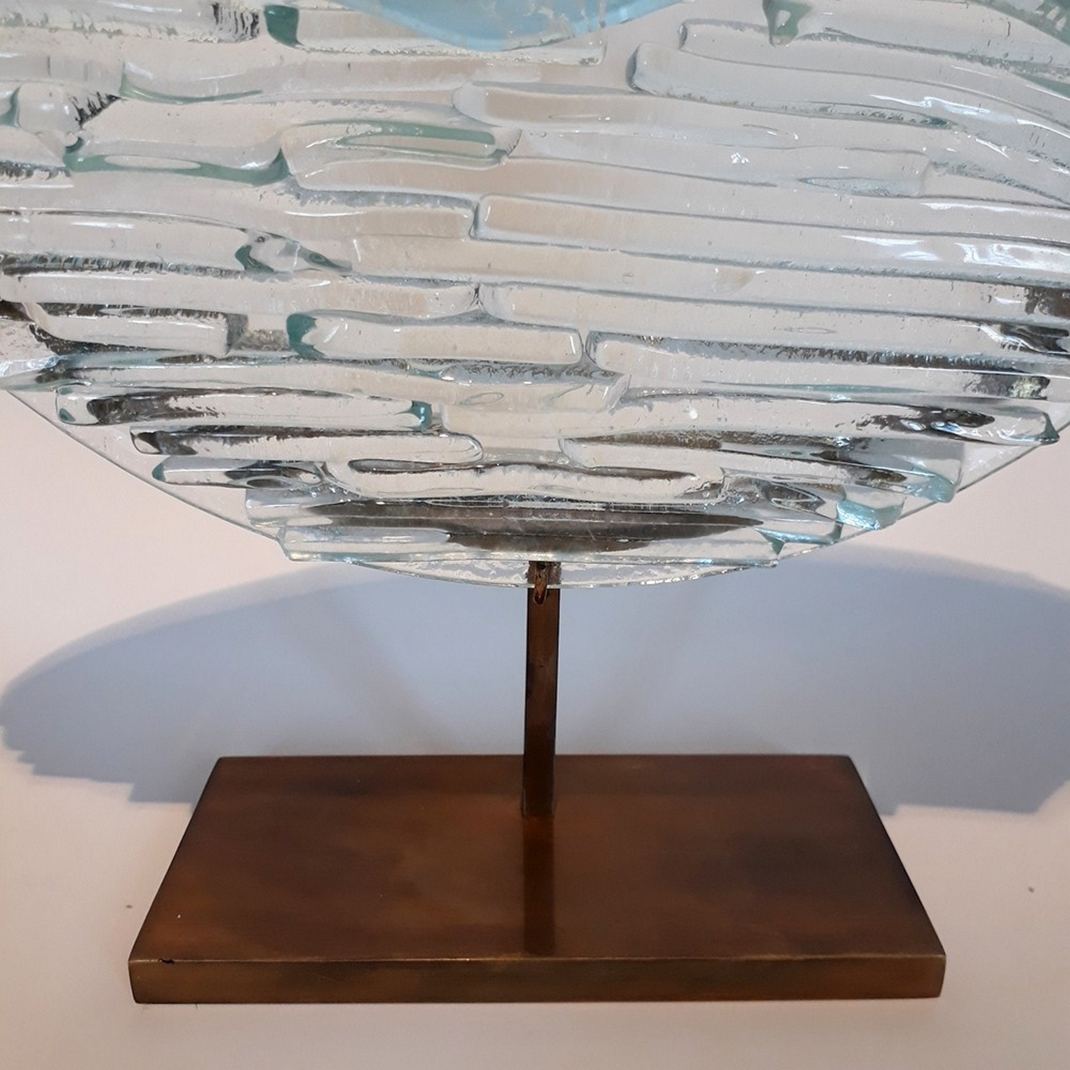 Transparent Glass Sculpture With Brass Stand Fish Sea Themed - Etsy
