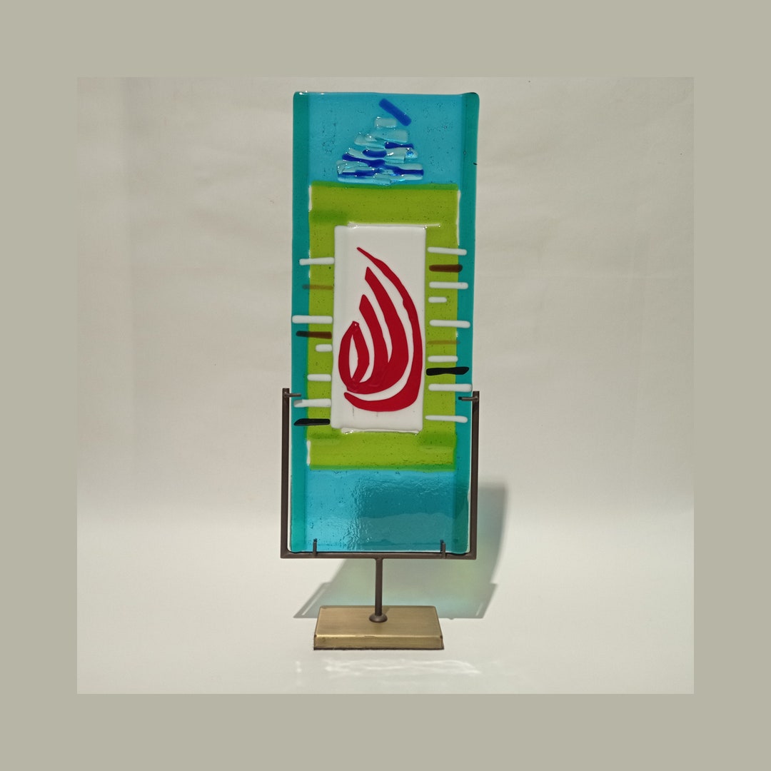 Allah Kufic Style Glass Sculpture: Religious Artwork, Brass Stand - Etsy