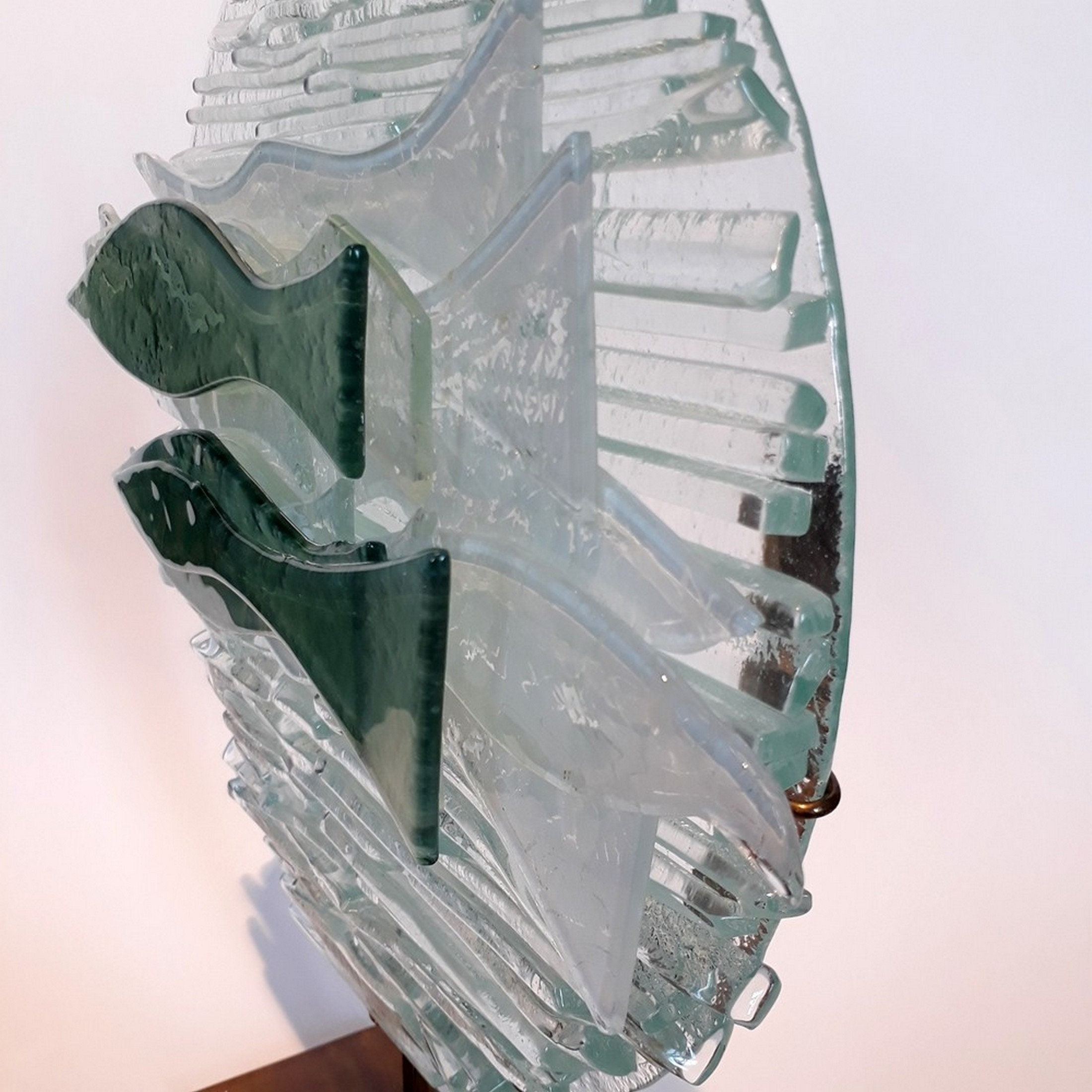 Transparent Glass Sculpture With Brass Stand Fish Sea Themed - Etsy