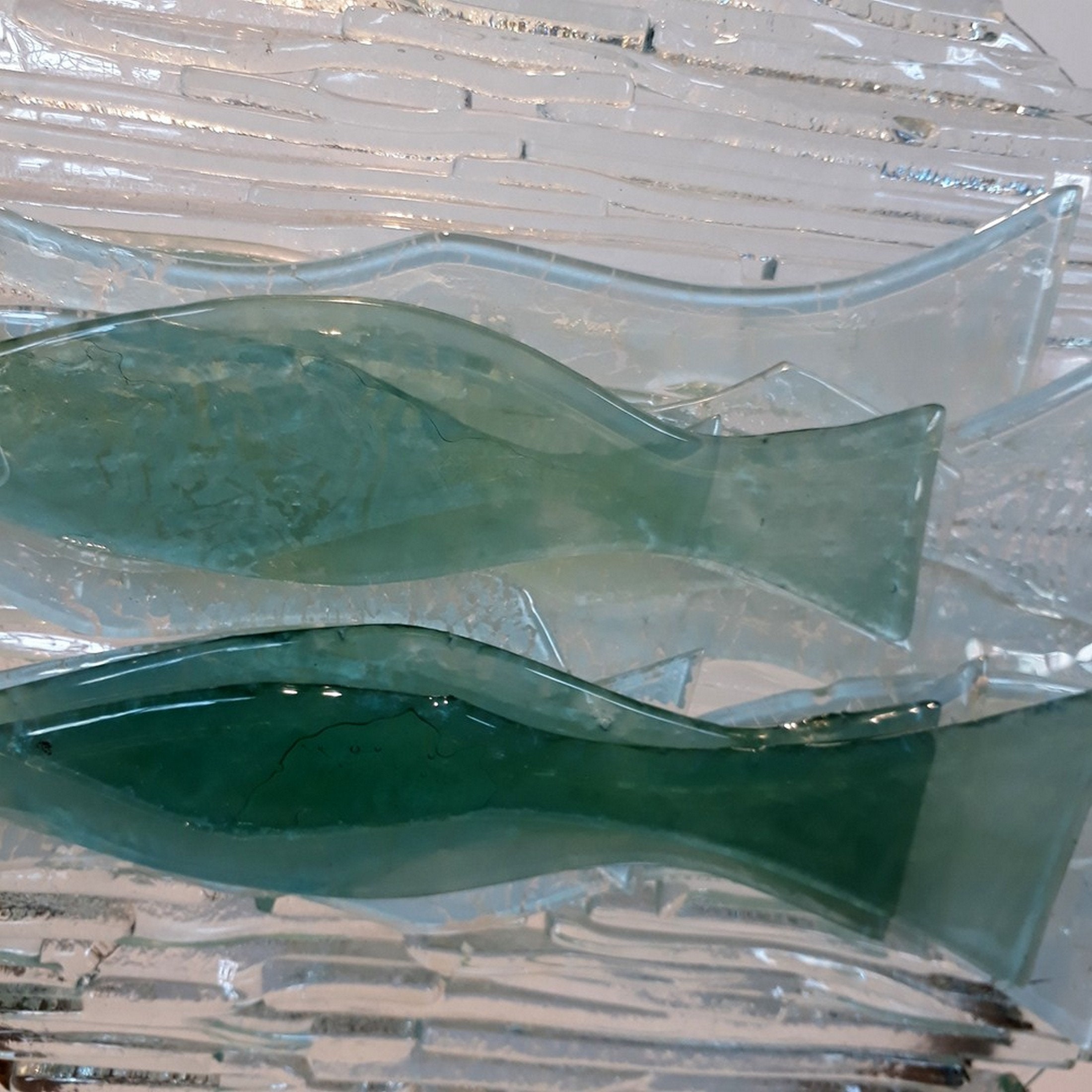 Transparent Glass Sculpture With Brass Stand, Fish Sea Themed Modern ...
