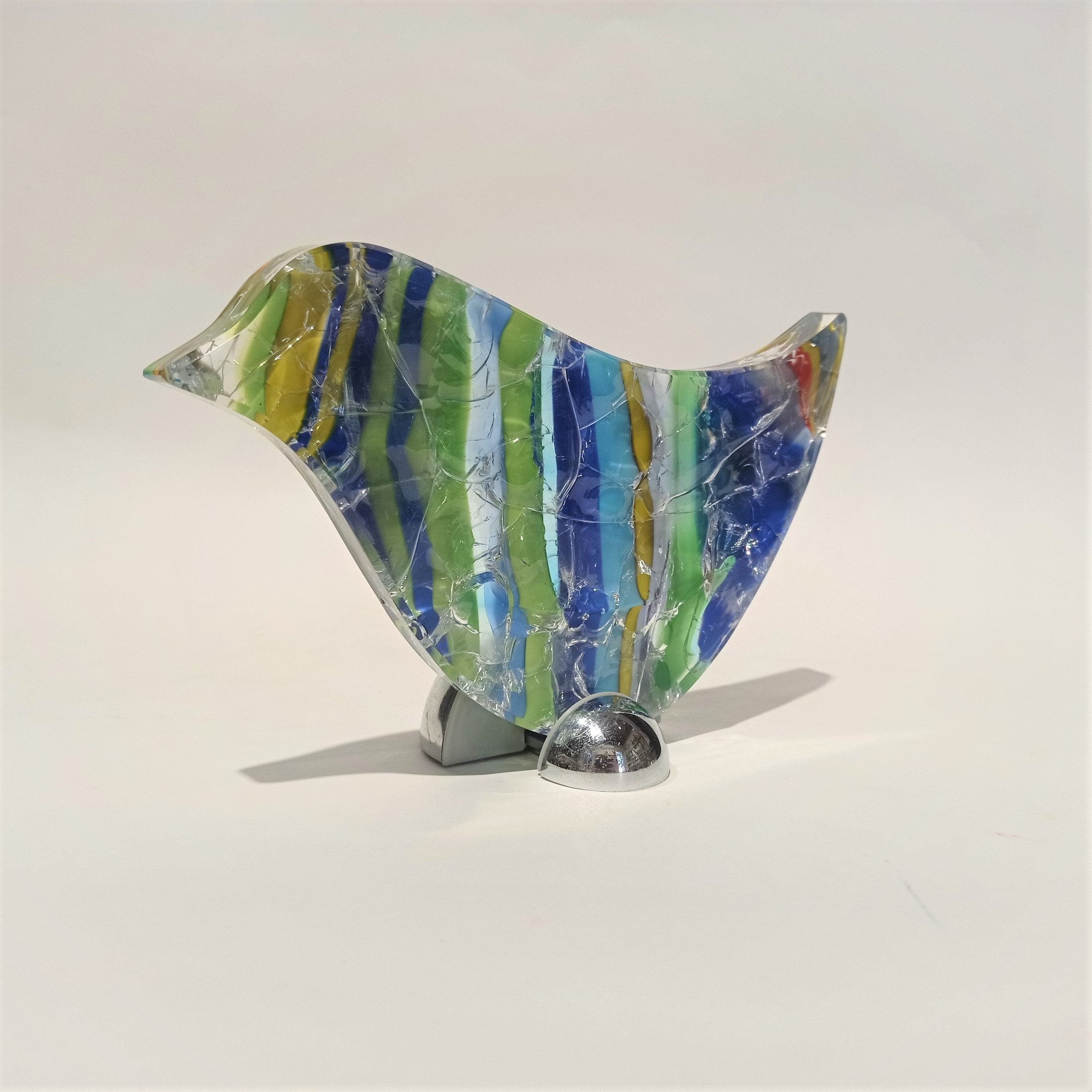 Artistic Glass Dove, Modern Art Object on Metal Stand, Interior ...