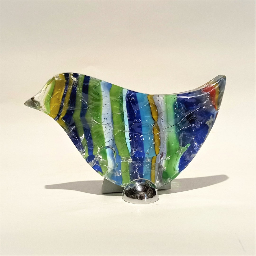 Artistic Glass Dove, Modern Art Object on Metal Stand, Interior ...