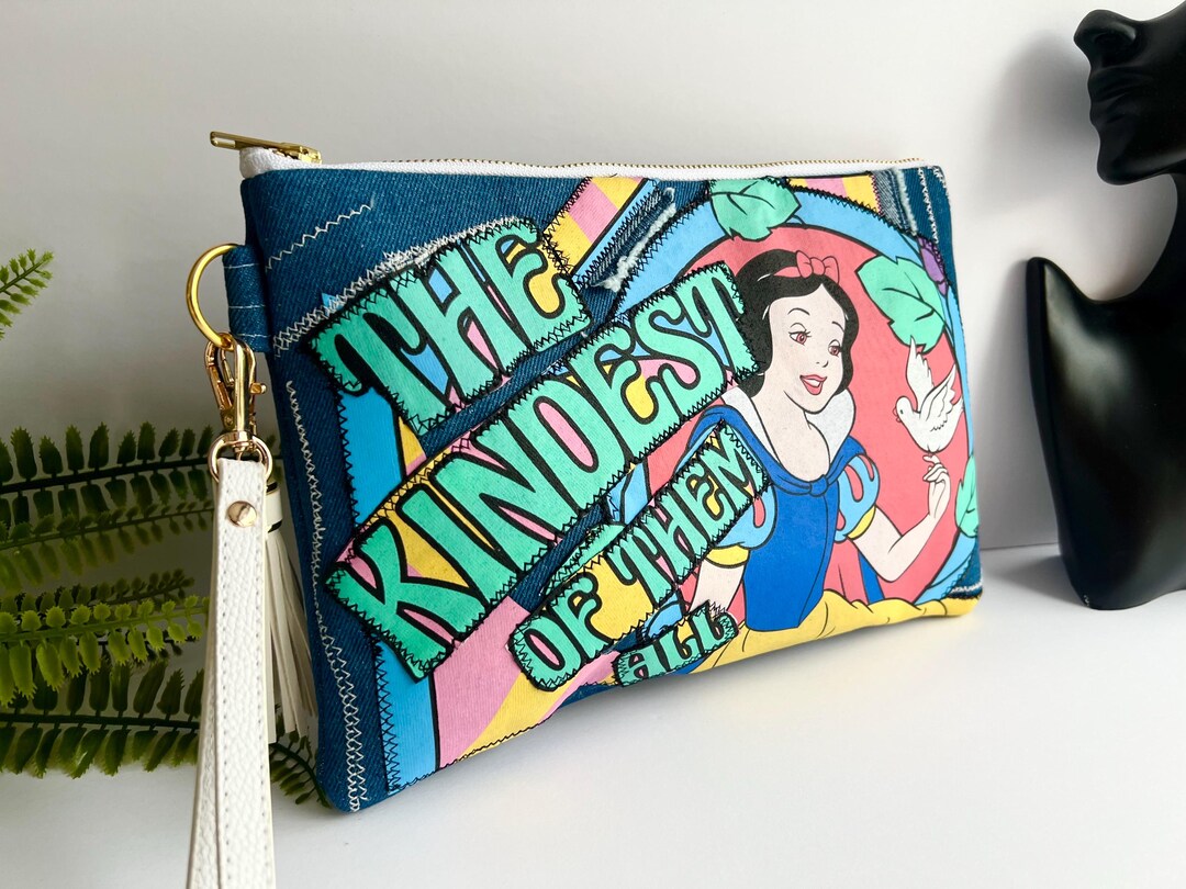 Denim Clutch With Upcycled Cartoon Artwork Handmade Statement Bag ...