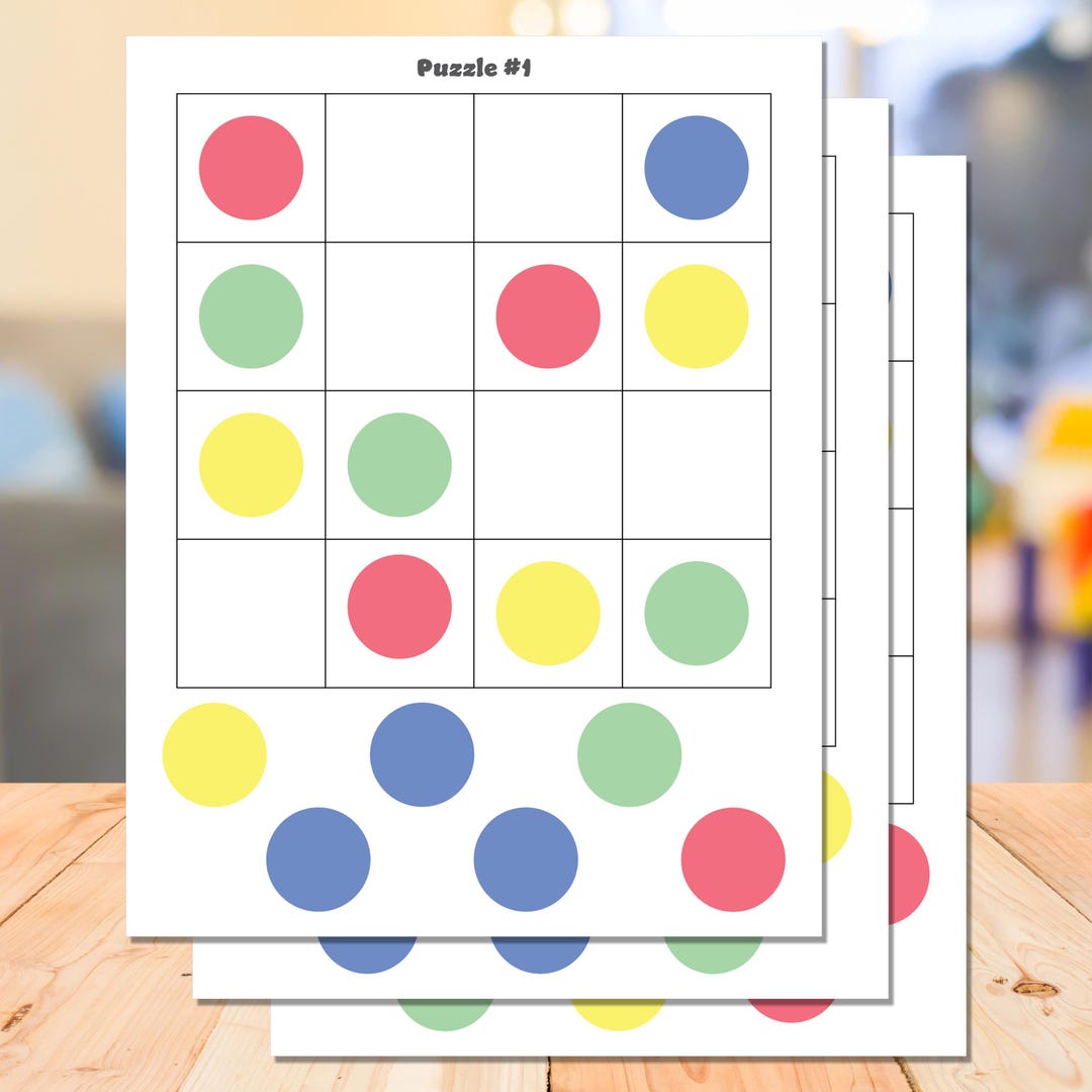Color Sudoku for Kids 4x4 - Printable Logic Puzzles With Rainbow Colors ...