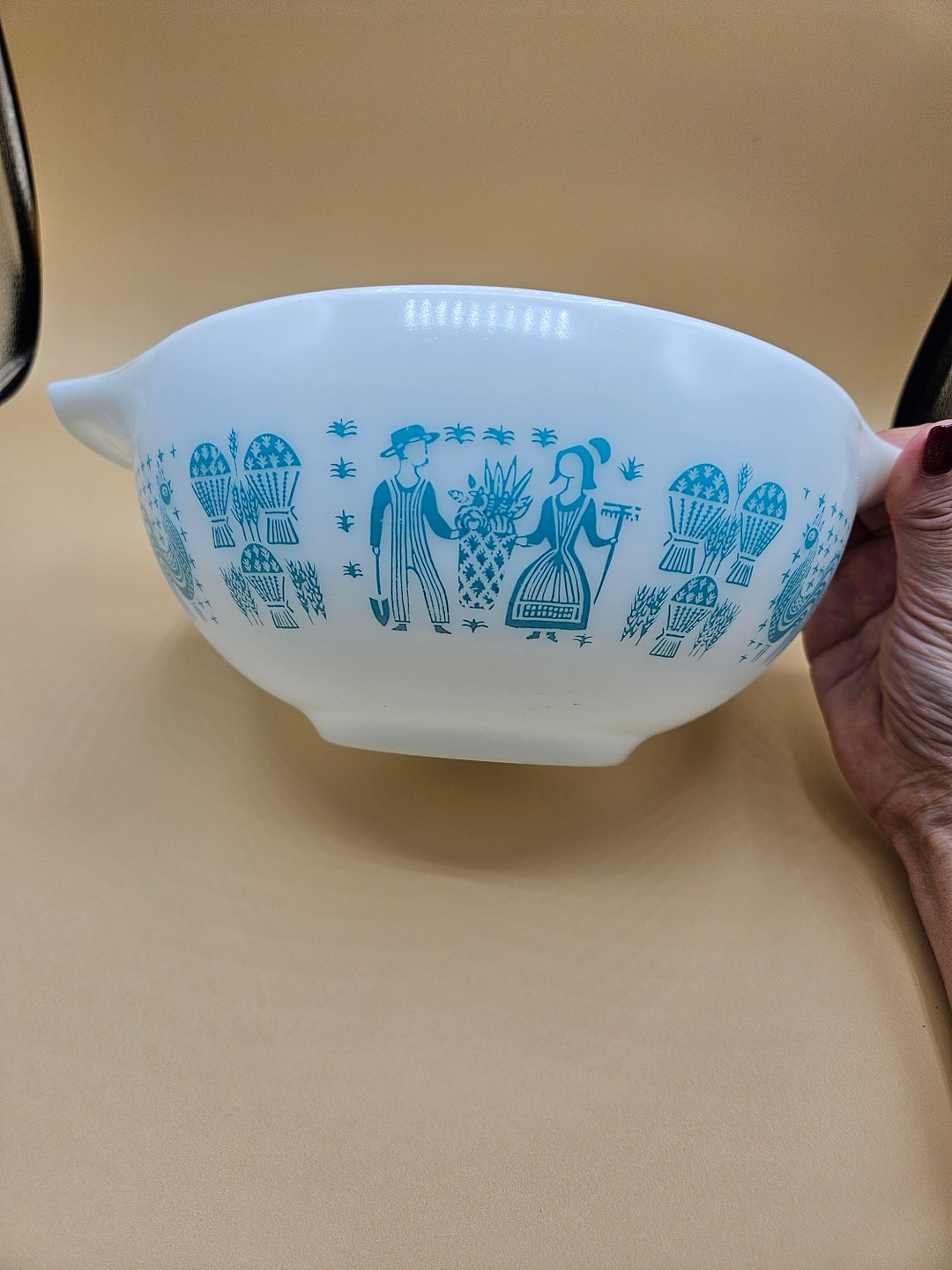 Pyrex Turquois Blue Amish Butterprint 2.5 QT 443 Mixing Bowl With ...