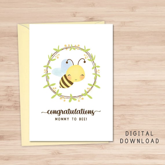 Printable Card Congratulations Mommy to Bee / Instant Download | Etsy