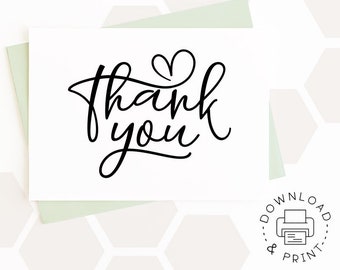 Thank You Printable Card / Instant Download PDF / Card Template / A2 ...