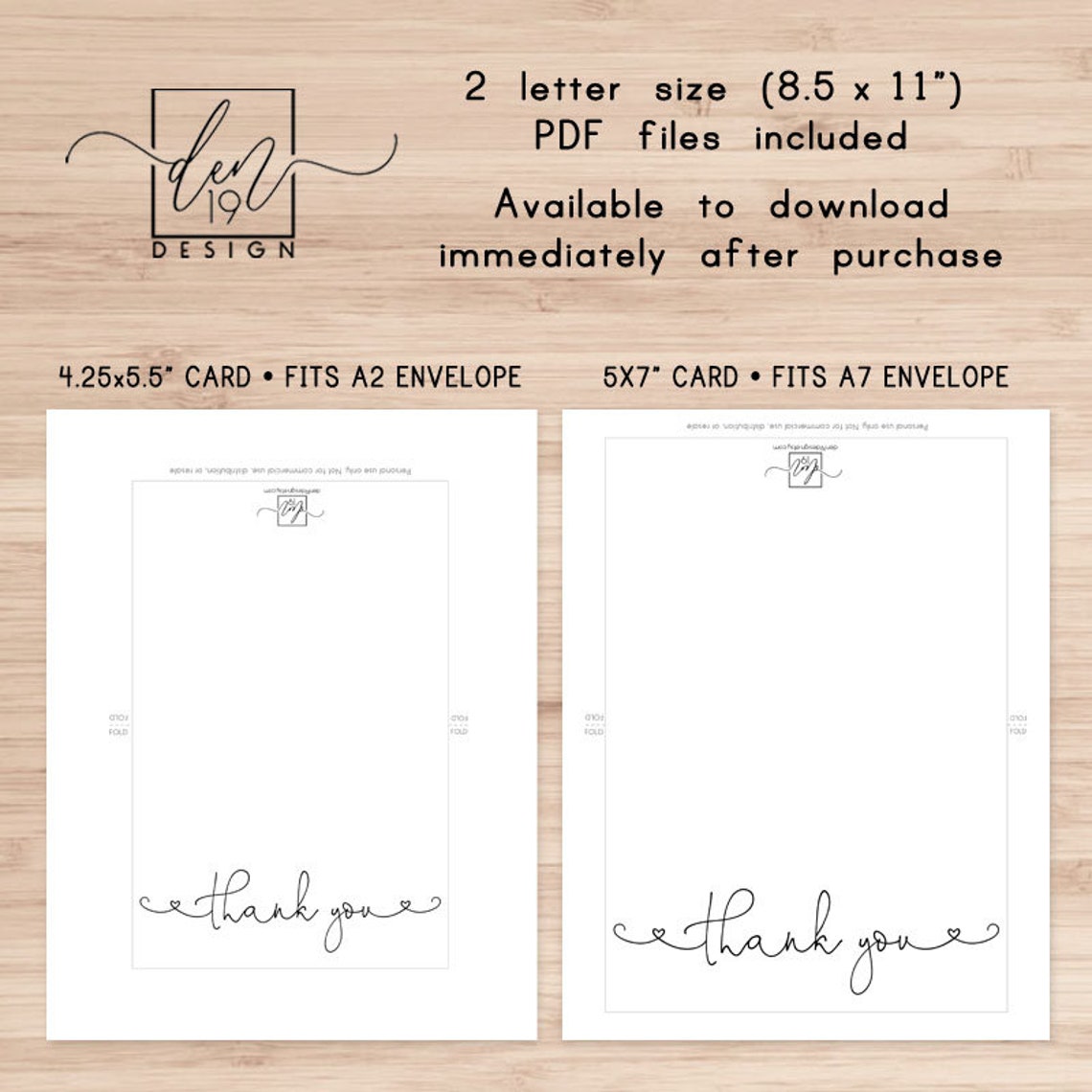 Thank You Printable Card / Instant Download PDF / Card | Etsy