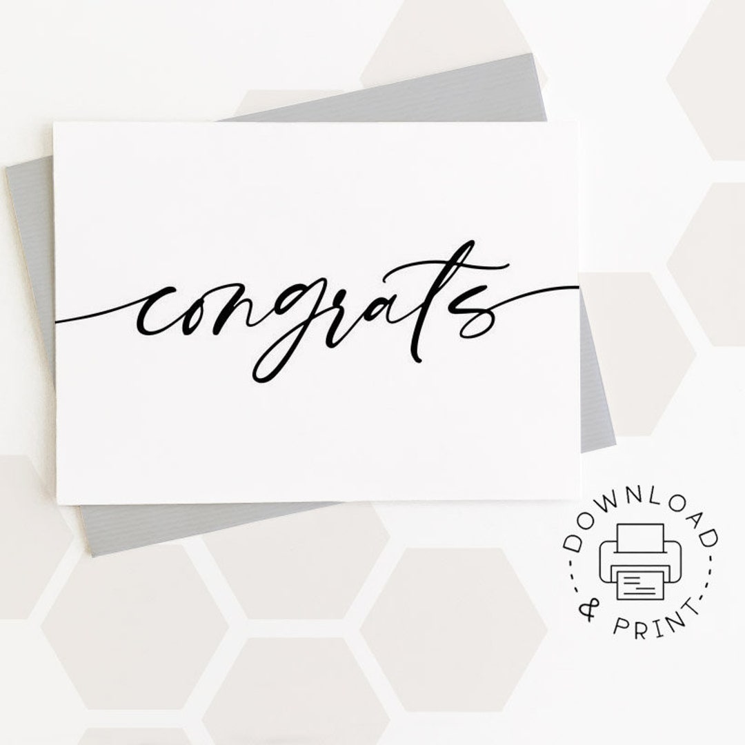 Congrats Printable Card / Instant Download PDF / Card Template - Etsy
