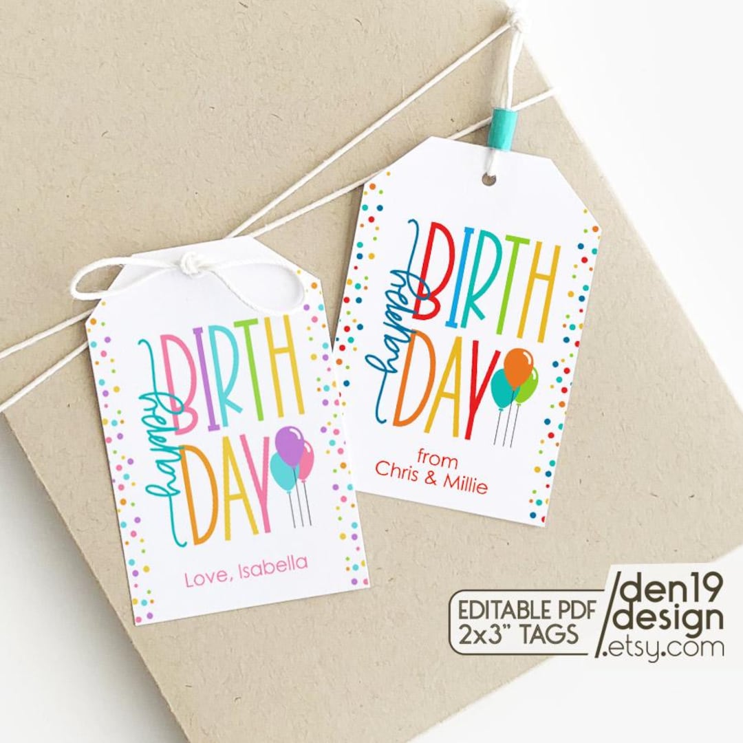Editable & Printable Gift Tags / Happy Birthday Tag / Instant Download ...