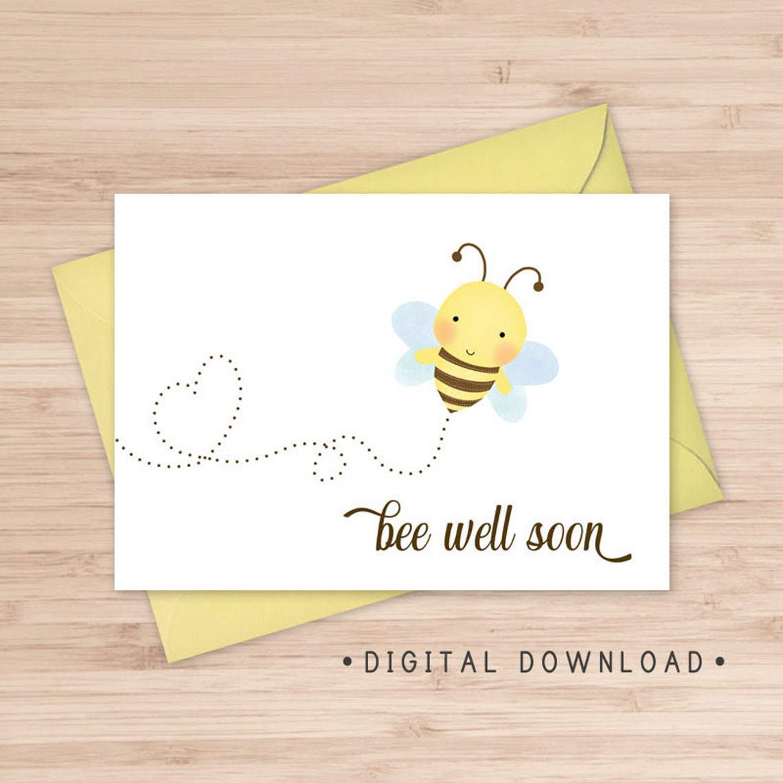 Printable Card Bee Well Soon / Instant Download PDF / Card | Etsy