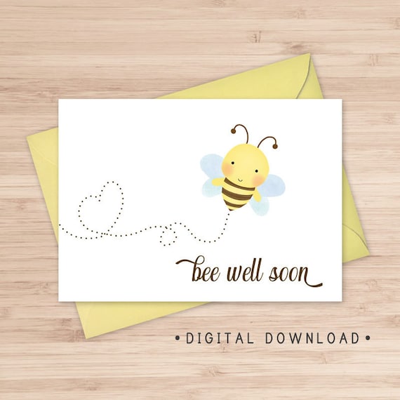 Printable Card Bee Well Soon / Instant Download PDF / Card | Etsy