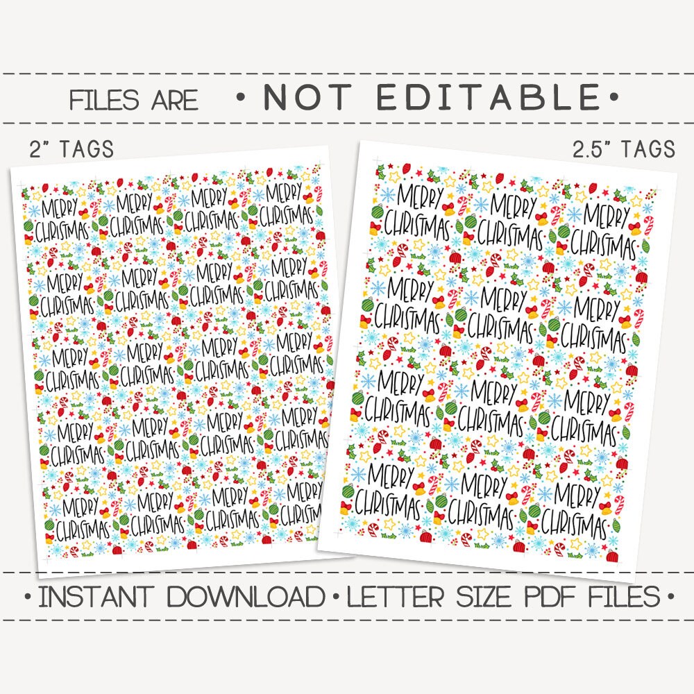 Printable Merry Christmas Gift Tags, Square Cookie Tag (PDF Files) - Etsy