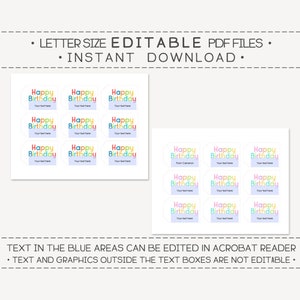 Editable & Printable Gift Tags / Happy Birthday Gift Tag / Birthday ...