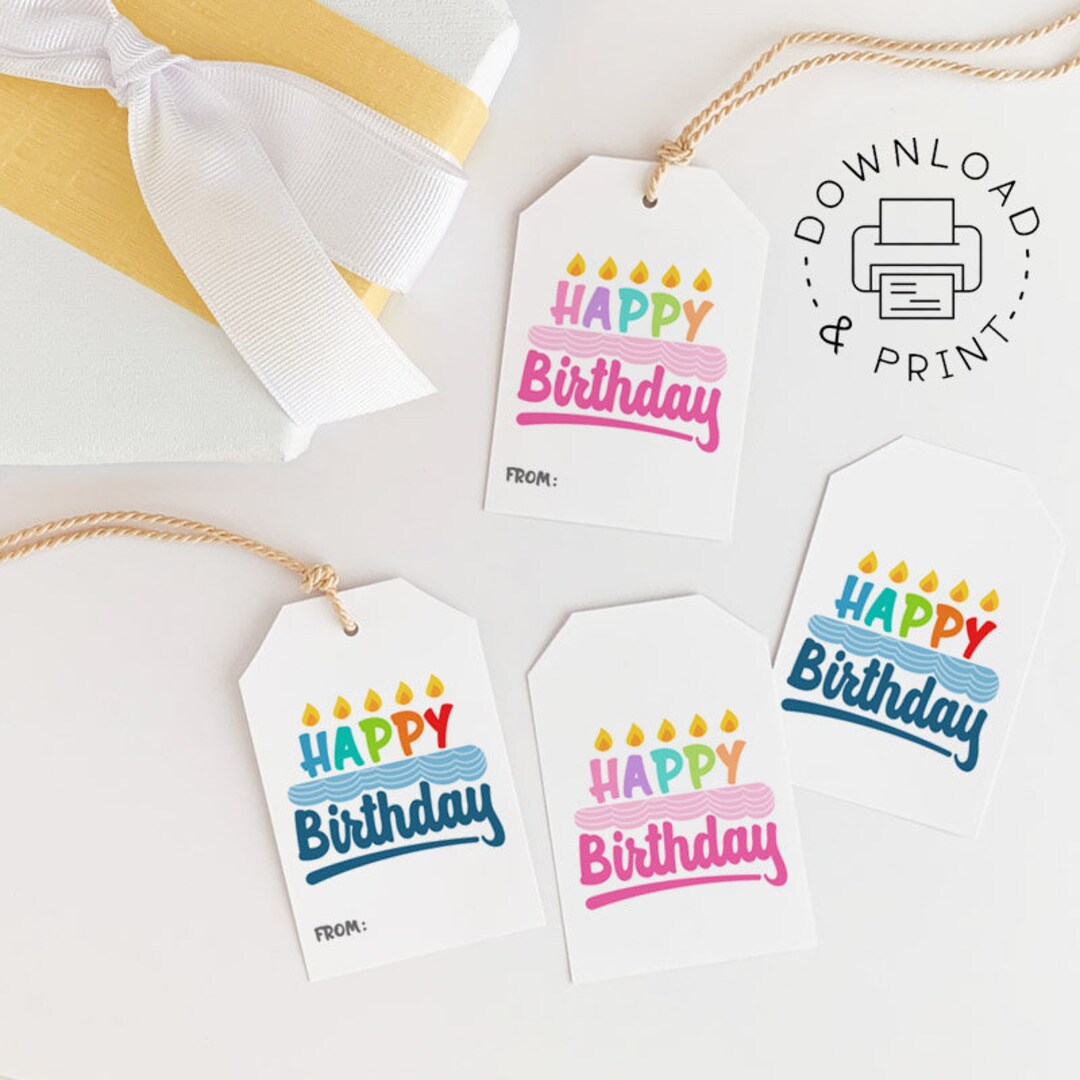Printable Gift Tags / Happy Birthday Gift Tag / Birthday Gift Labels in ...