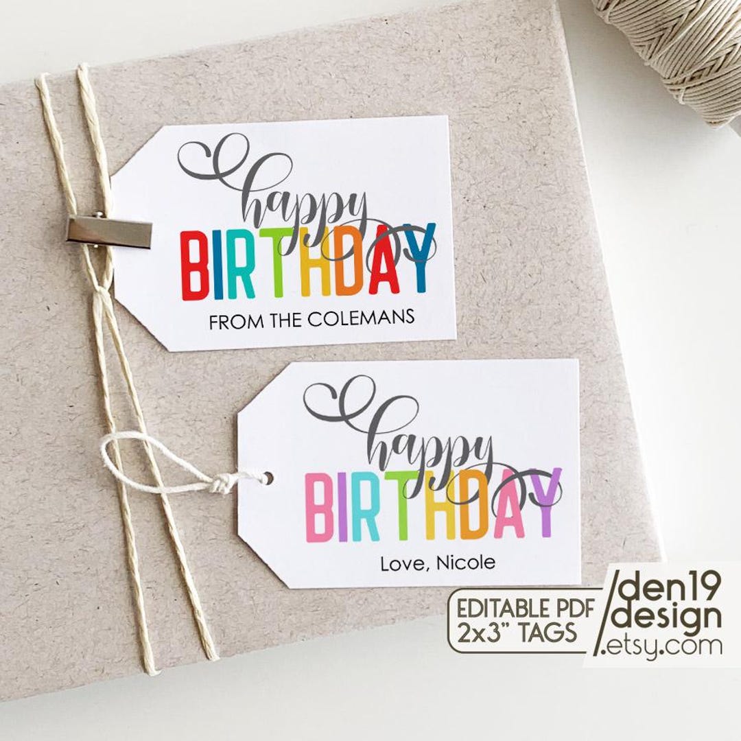 Editable & Printable Gift Tags / Happy Birthday Gift Tag / Birthday ...