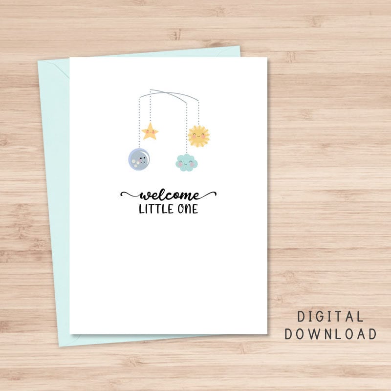 Welcome Little One Printable Card / Instant Download PDF / | Etsy