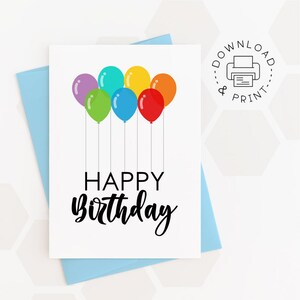 Set of 4 Printable Birthday Cards / Happy Birthday Card / Instant ...
