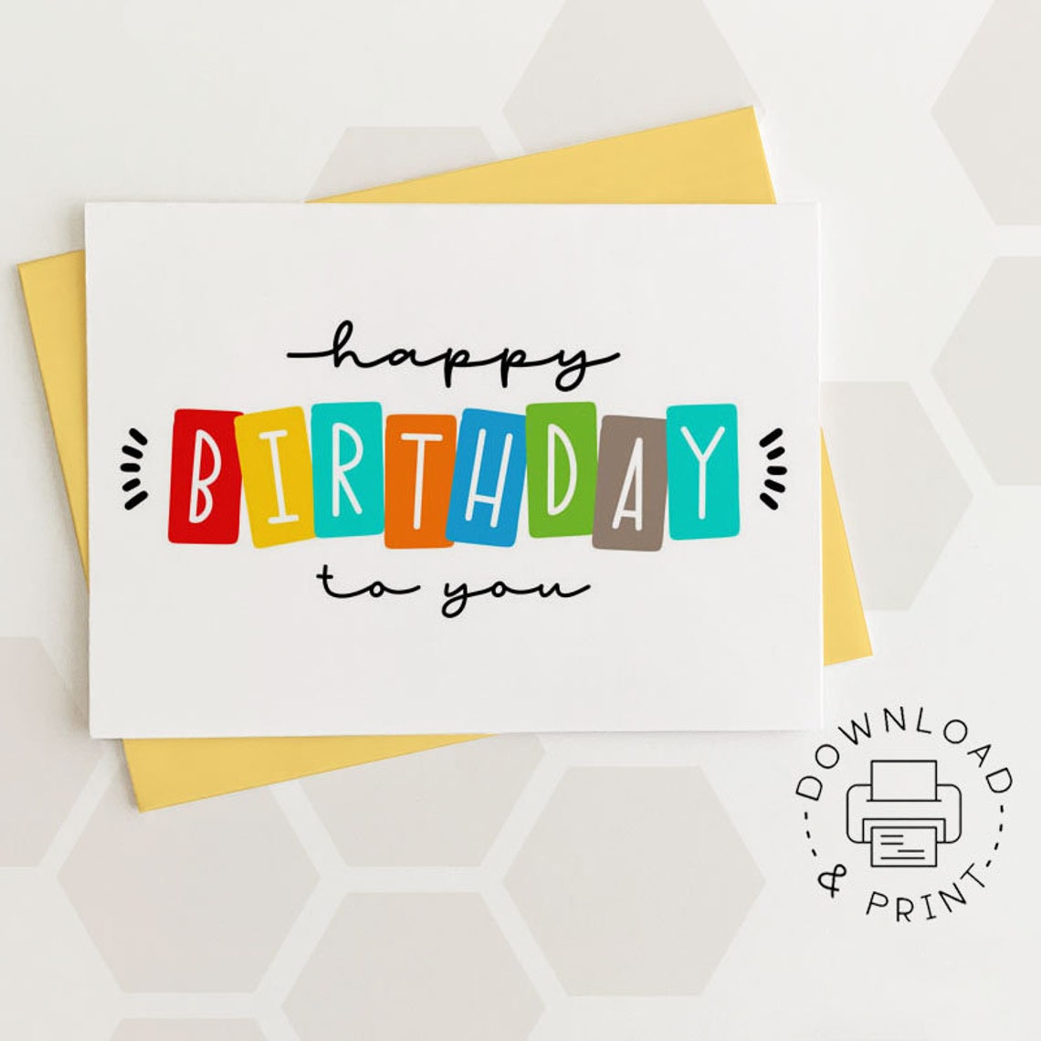 Set of 4 Printable Birthday Cards / Happy Birthday Card / - Etsy
