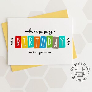 Set of 4 Printable Birthday Cards / Happy Birthday Card / Instant ...