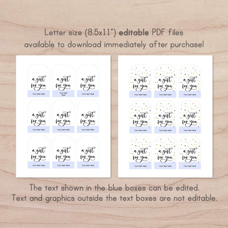 Editable & Printable Gift Tags / A Gift for You Tag / Favor - Etsy