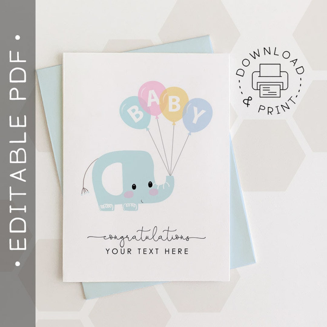 Editable & Printable Welcome Baby Card / Instant Download PDF - Etsy
