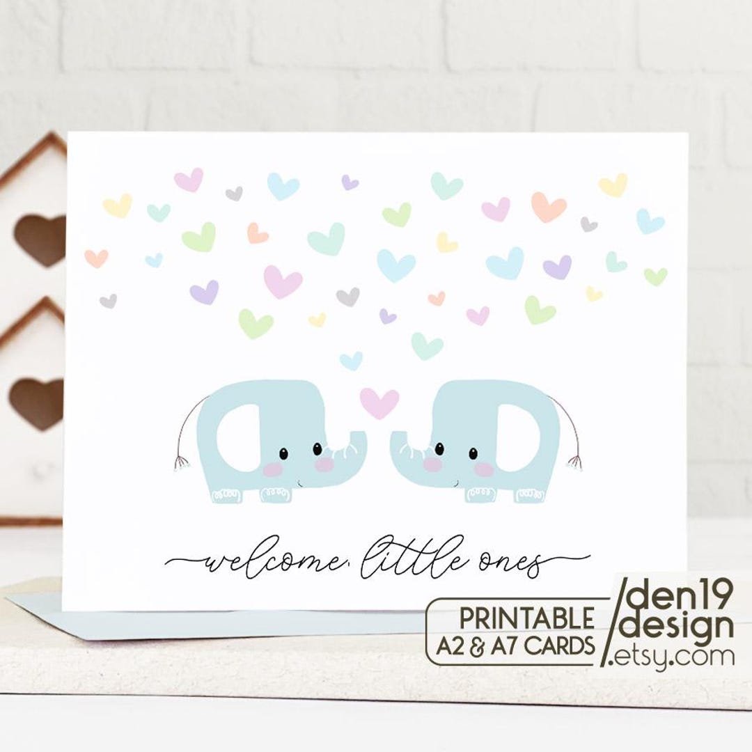 Printable Card: Welcome Little Ones / Instant Download PDF / Twin ...