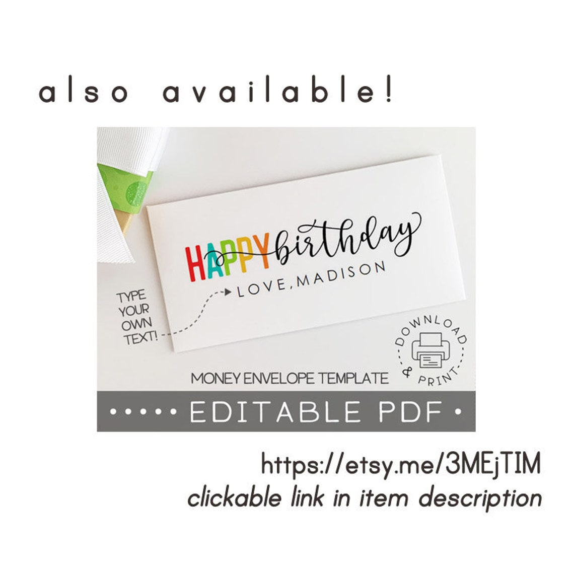 Printable Birthday Money Gift Envelope / Instant Download PDF - Etsy