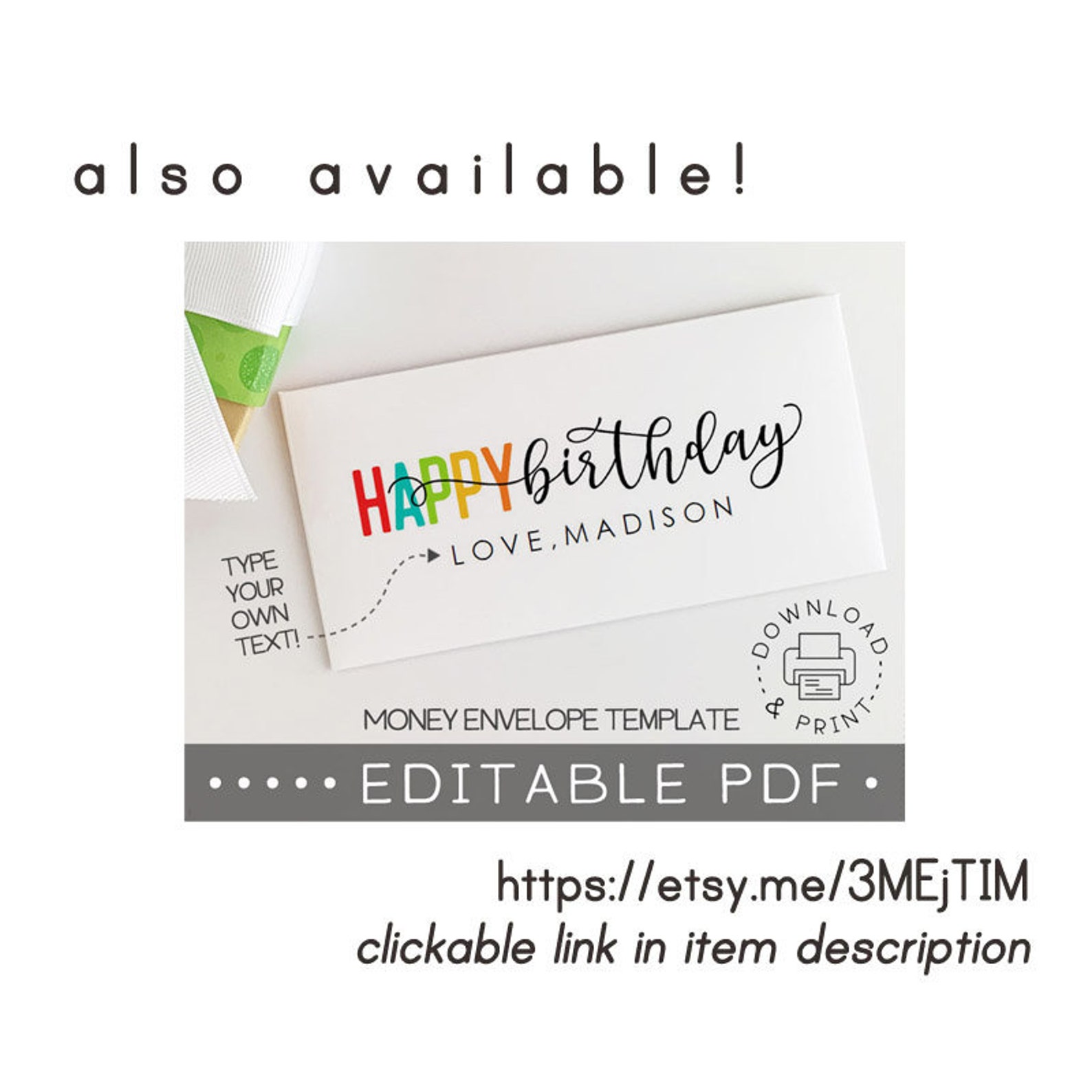 Printable Birthday Money Gift Envelope / Instant Download PDF - Etsy