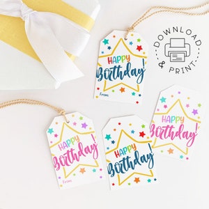 Printable Gift Tags / Happy Birthday Gift Tag / Birthday Gift Labels in ...