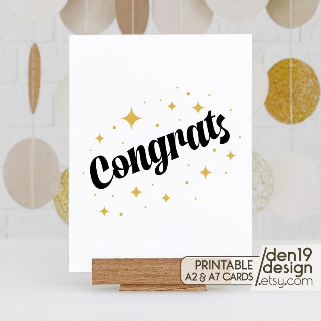 Congrats Printable Card / Instant Download PDF / Card Template - Etsy