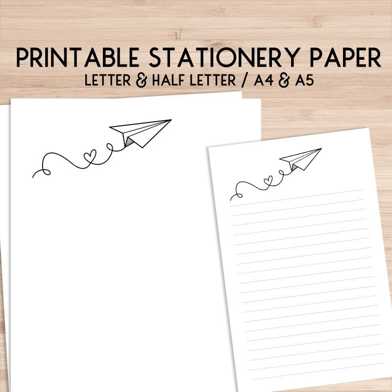 Paper Plane Printable Stationery Paper / Instant Download / | Etsy